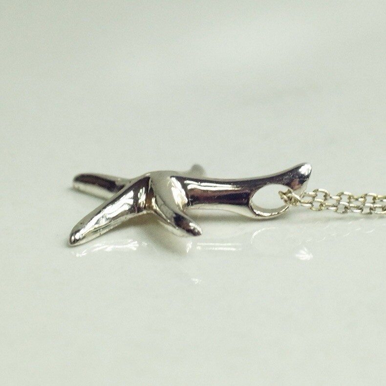 Sterling Silver Starfish Pendant On 16" 1mm Cable Chain Marine Ocean ...