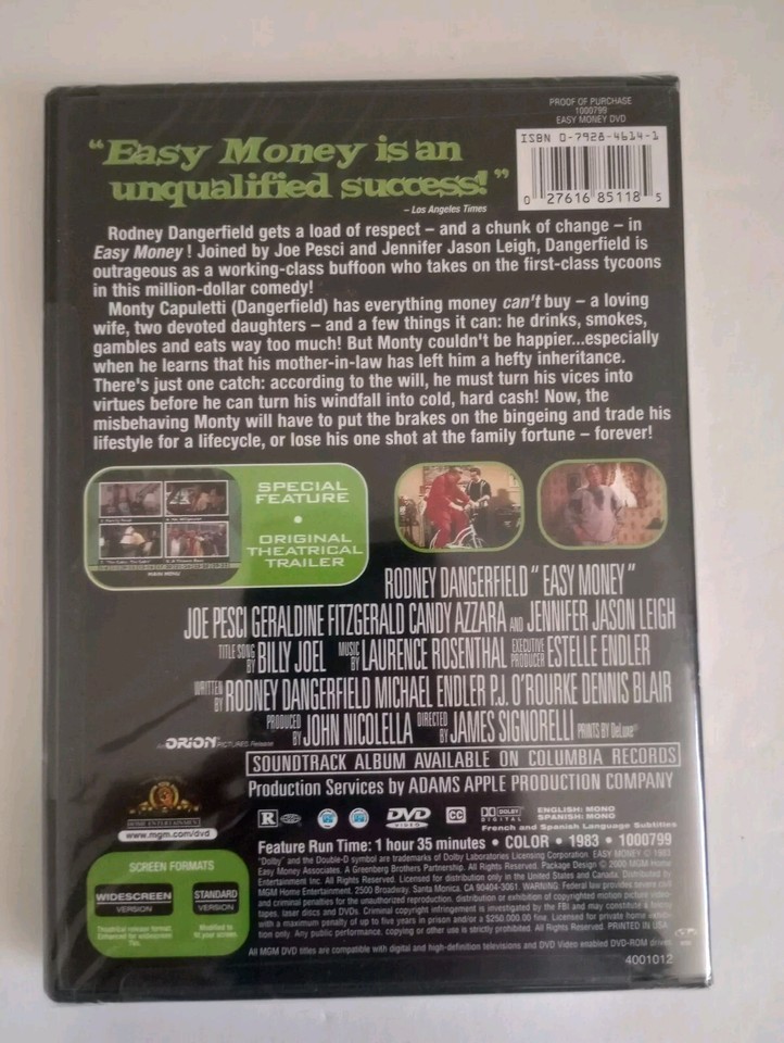Easy Money (DVD, 2000/1983) Rodney Dangerfield Joe Pesci NEW FACTORY ...