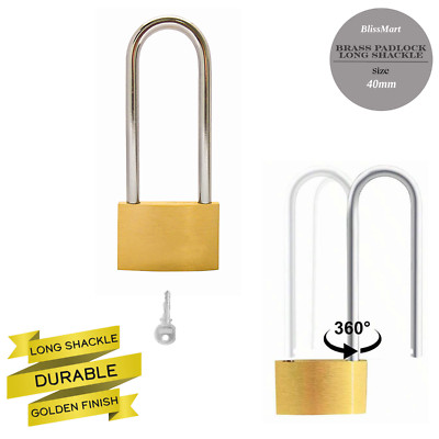 long Shackle Padlock With Keys Lock 40mm Heavy Duty Brass high-security ...
