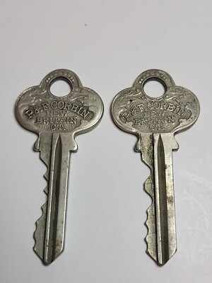 Lot of 2 Vtg P&F Corbin New Britain CT. Keys Double Dragon Ornate USA ...
