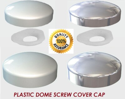 2 PIECE PLASTIC DOME SCREW COVER CAP CHROME WHITE - PLASTIDOME CAPS ...