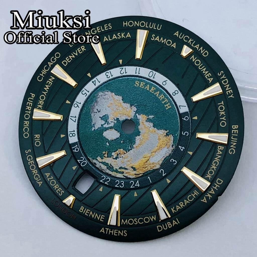 Miuksi 33.5mm sterile watch dial luminous dial 6 o'clock date fit NH35 ...