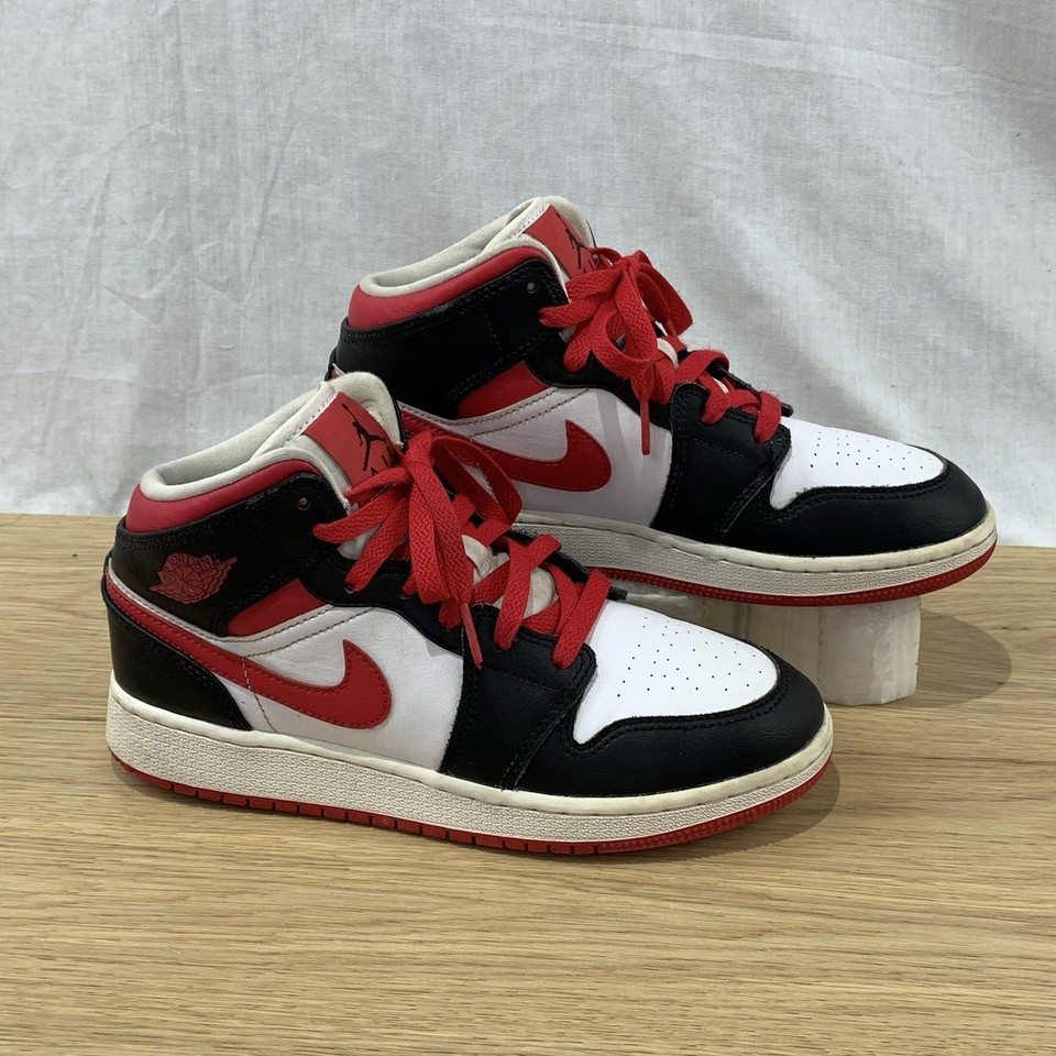 Nike Air Jordan 1 Mid Very Berry Red Black White Athletic Shoes Youth ...