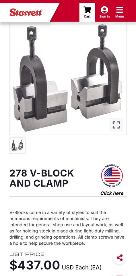 Starrett 278 v Blocks 2 Clamps and blocks. Set NOS with box Don't miss ...