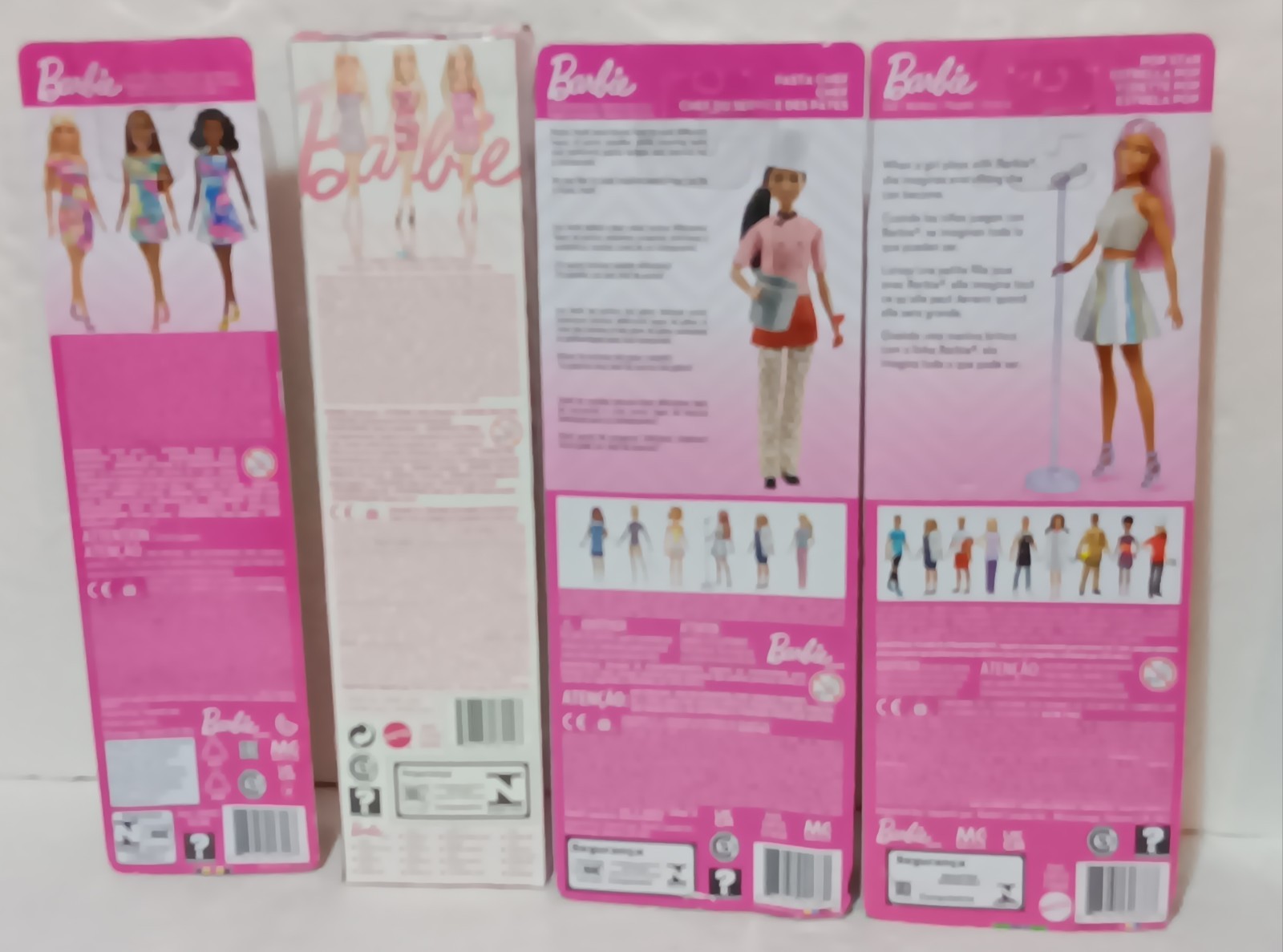 Lot of 4 New Barbie Dolls - You Can Be Anything Pasta Chef Pop Star + 2 ...