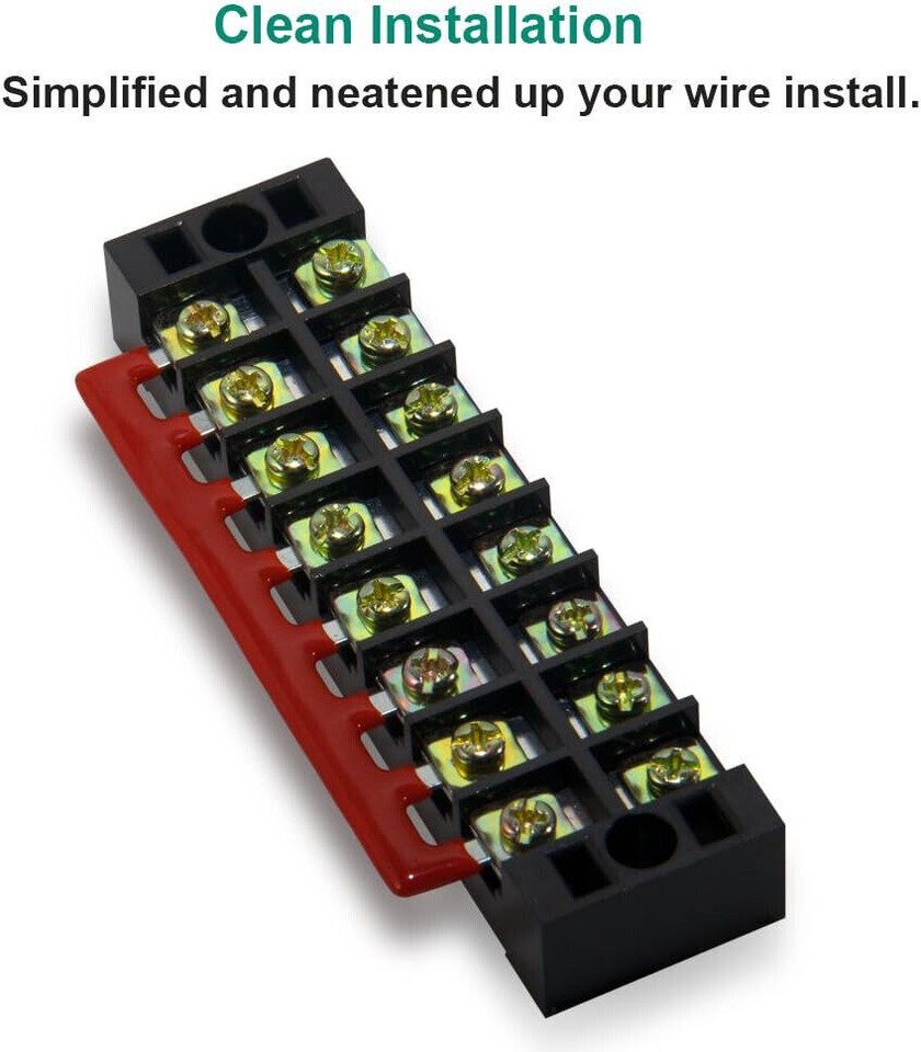 8 Positions Dual Row 600V 25A Screw Terminal Strip Blocks with Cover 1 ...