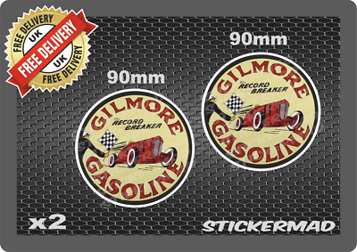 Gilmore Gasoline Round Stickers USA Retro Hot Rod Record Breaker Fuel ...
