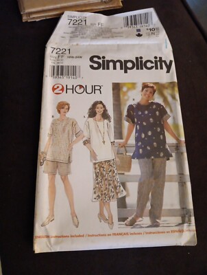 Simplicity 7221 Women's Top Pants Shorts Skirt Sz 18-24 NEW UNCUT ...