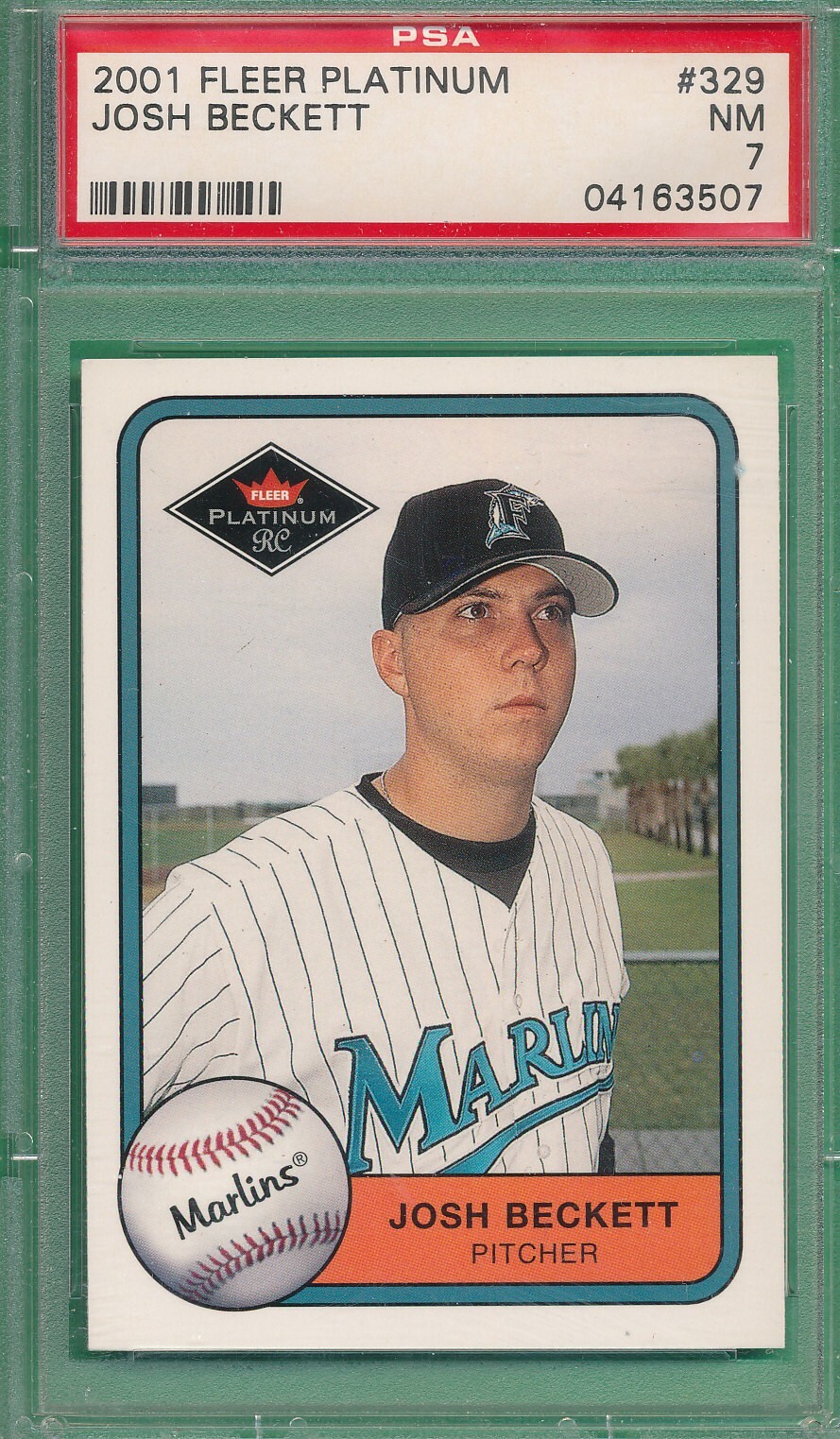 PLATINUM PSA 7 NM JOSH BECKETT ROOKIE 2001 FLEER RC-329 GRADED MARLINS ...