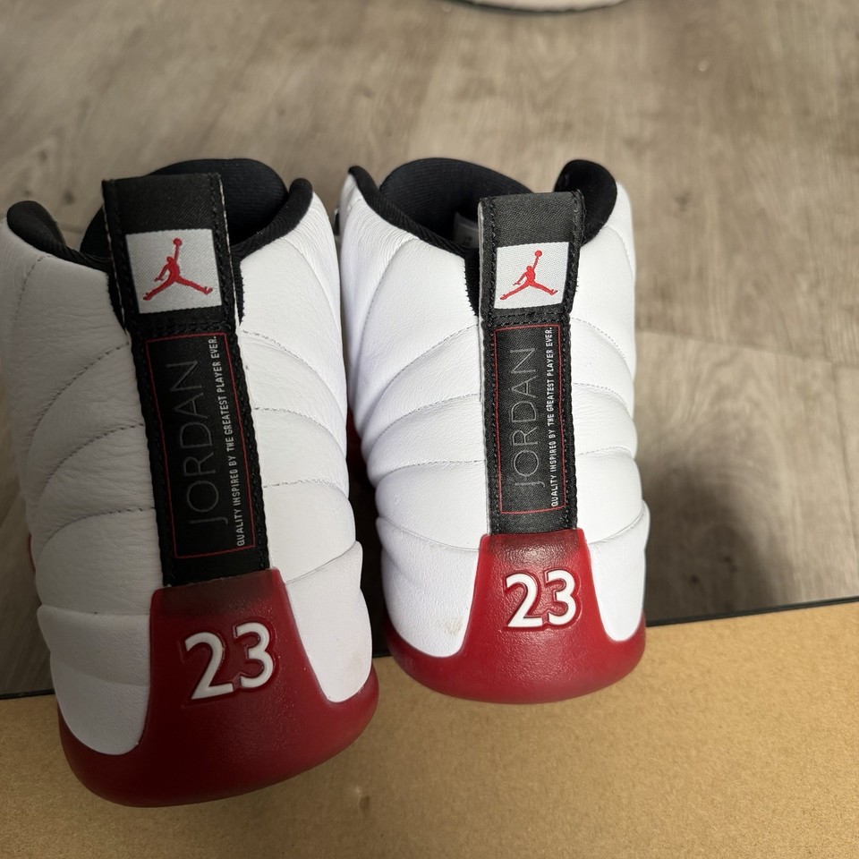 Jordan 12 Retro 2023 Cherry Sz 10 CT8013-116 White Red Playoff Flu Worn ...