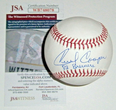 BREWERS Cecil Cooper signed baseball w/ 82 Brewers JSA COA AUTO ...