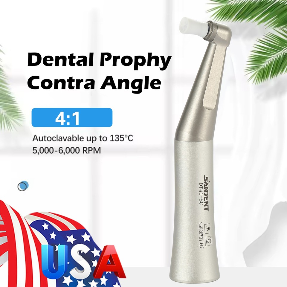 Dental Prophy Handpiece Contra Angle 4:1 Screw Polishing Head Low Speed ...