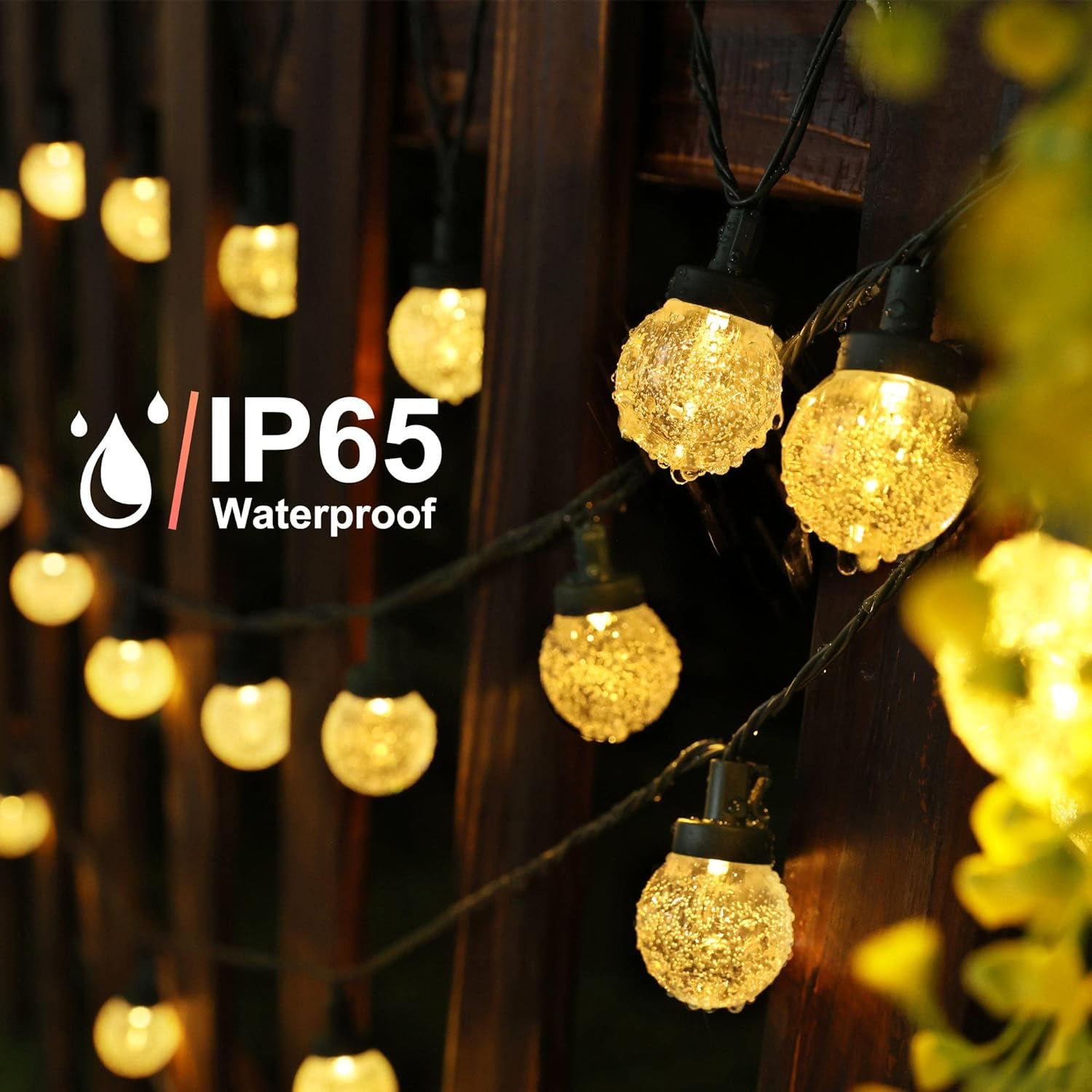Solar String Lights Outdoor Waterproof - 33 Feet Crystal Globe Patio ...