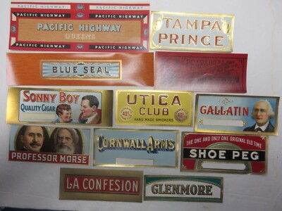 12+OLD ANTIQUE CIGAR-TOBACCO LABELS VINTAGE LOT=FIGURAL = BEAUTIFUL ...
