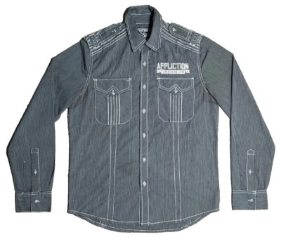 Affliction Black Premium Mens S Athletic Shirt Long Sleeve Button Up ...