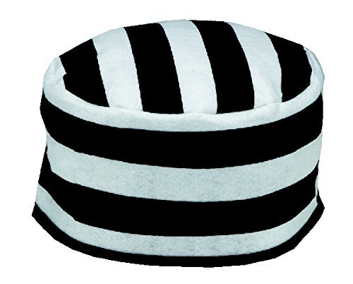 Black White Striped Prisoner Hat Chain Jailbird Inmate Convict Costume ...