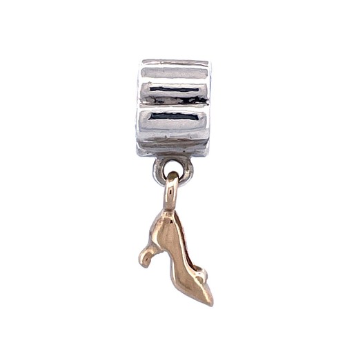 PANDORA Sterling Silver 14K Gold Stiletto Shoe Dangle Charm Bead ...