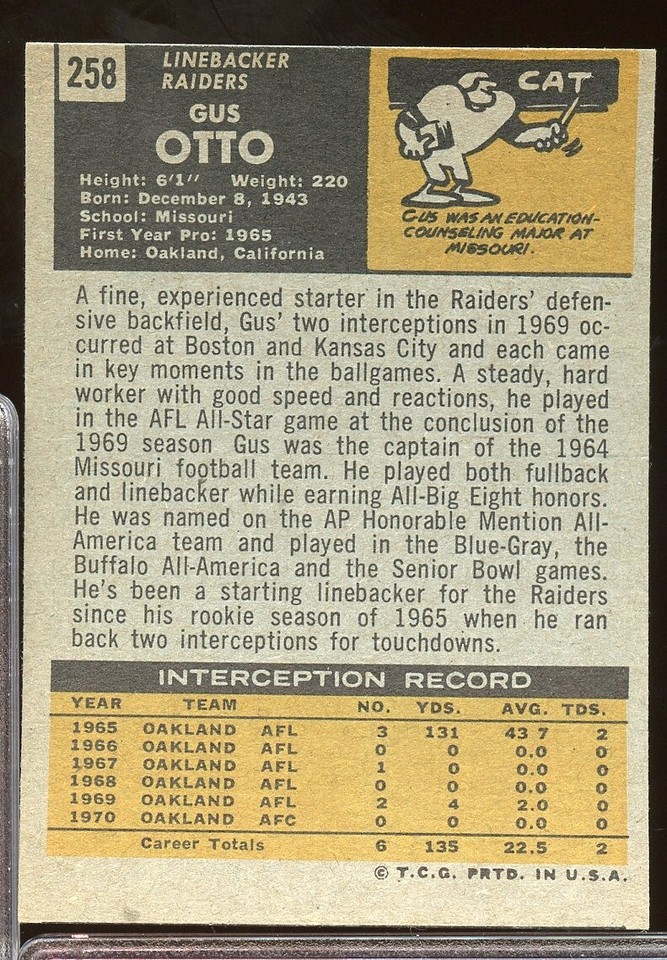 1971 Topps Football #158 Gus Otto | eBay
