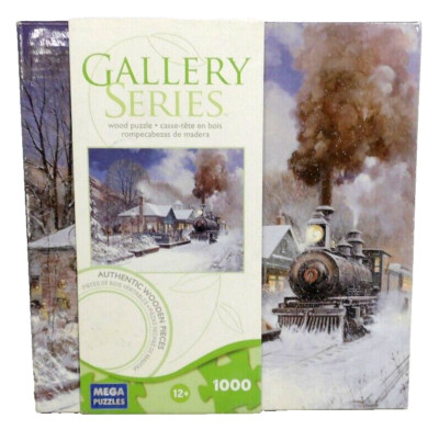 MEGA Gallery Series 1000 piece wooden puzzle NEXT STOP winter train ...