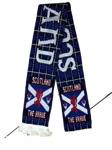 SCOTLAND THE BRAVE TARTAN FOOTBALL SCARF BAR SCARF BLUE/WHITE OFFICIAL ...
