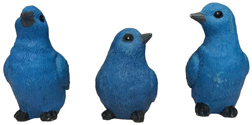Set of 3 Blue BIRDS Shelf Sitter Table Decor Figurine Resin Winter | eBay