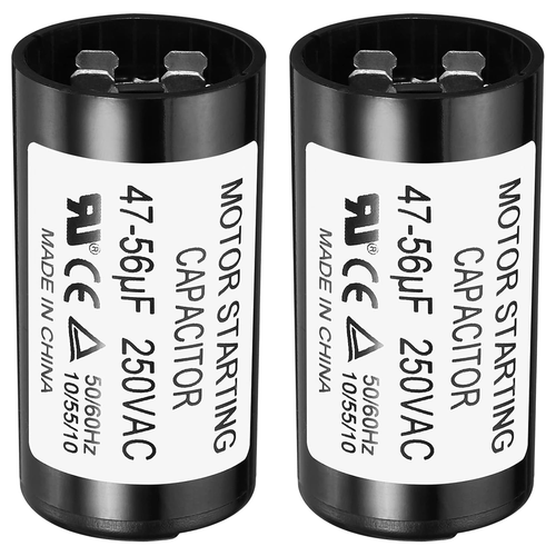 2 Pack 47-56uF/250V CD60 Motor Start Capacitor, Round Polypropylene ...