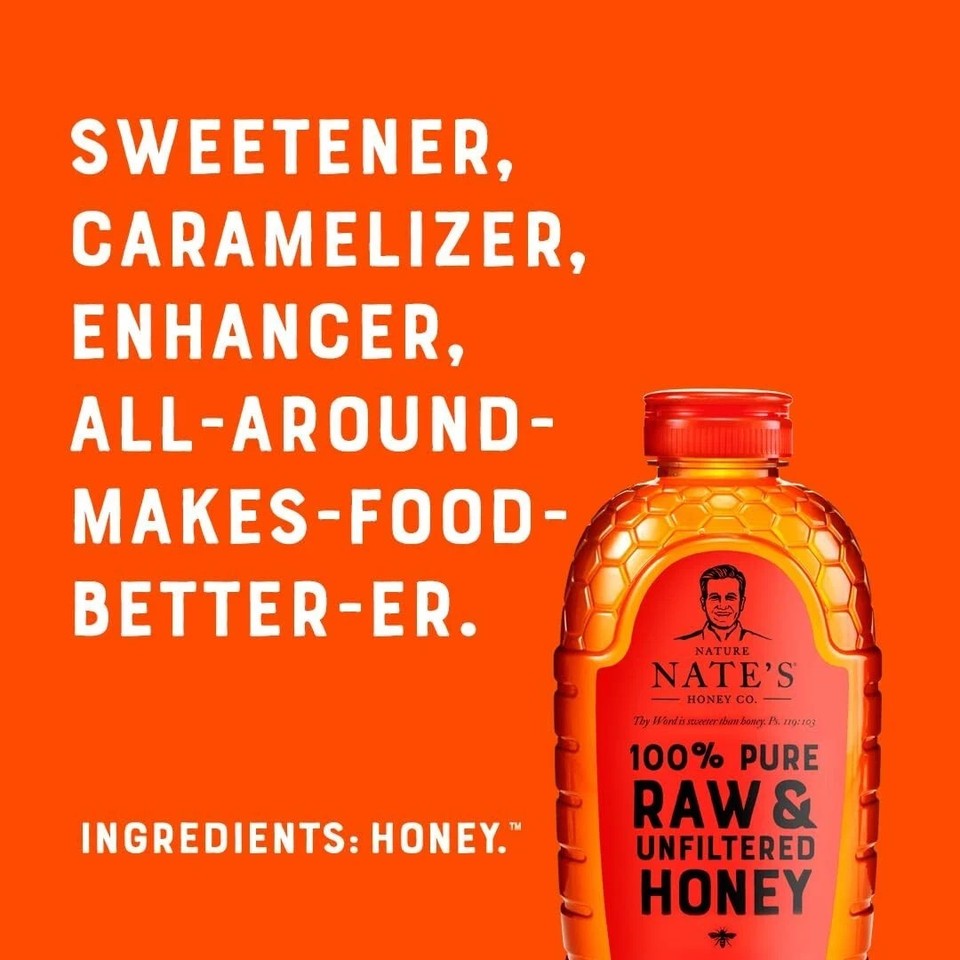 Nate's 100% Pure, Raw & Unfiltered Honey - Award-Winning Taste, 32oz ...