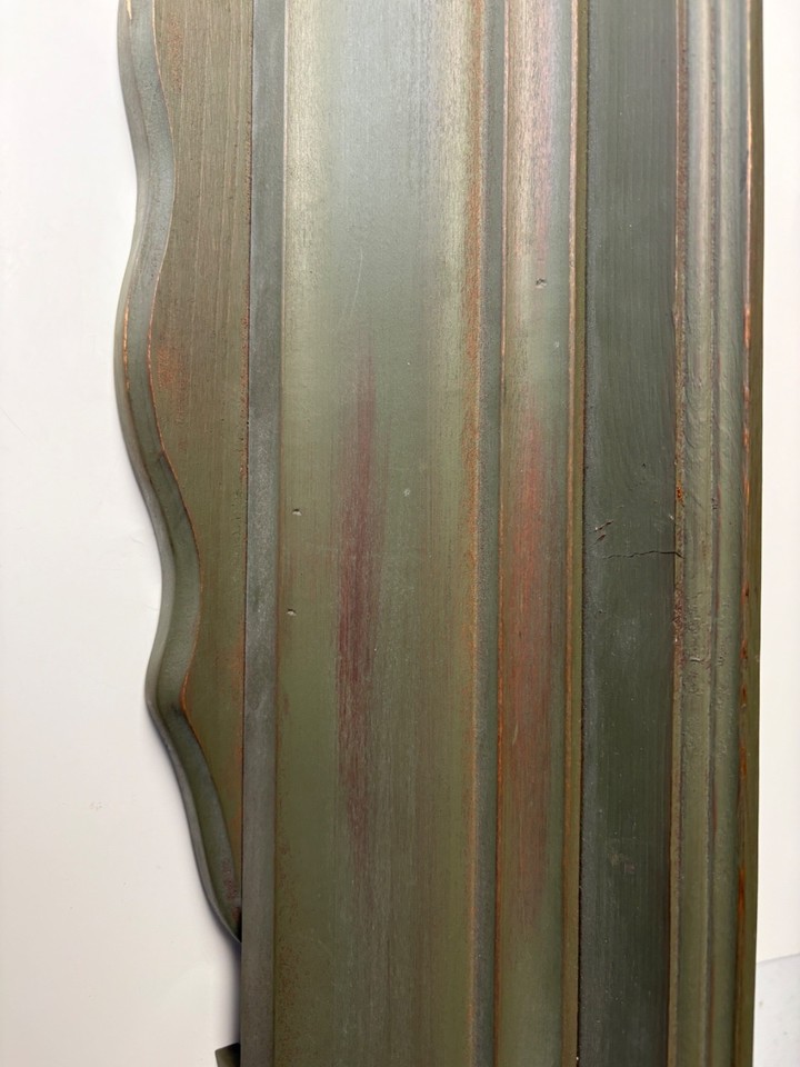 Vtg Home Interior 28” Wood Wall Display Shelf Notch Plates Green ...