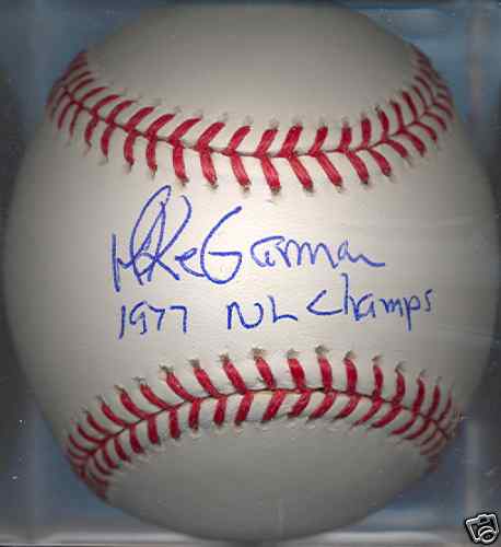 Mike Garman 1977 NL Champs Los Angeles Dodgers Autographed OML Baseball ...