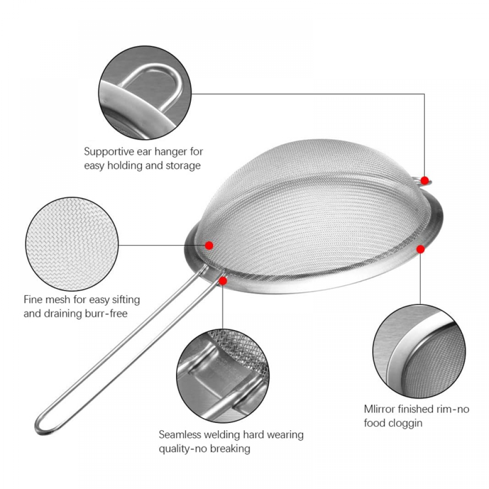 Stainlesss Metal Fine Mesh Strainers Sieve with Handle Kitchen Ware ...