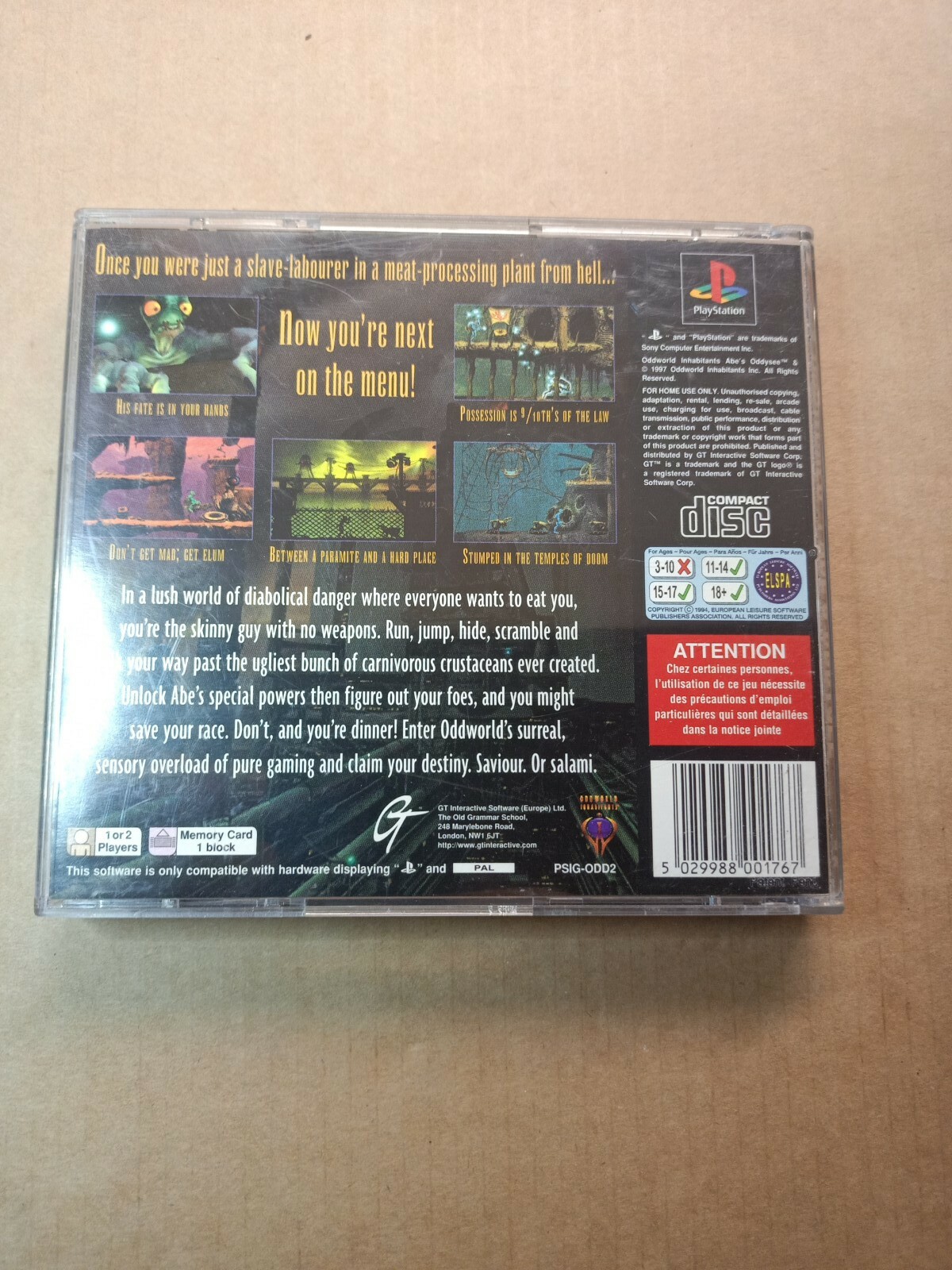 Oddworld Abe's Oddysee PS1 PAL black Label | eBay