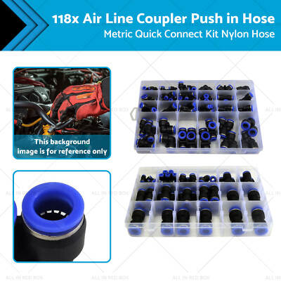 2 Box Air Line Coupler Push in Hose Joiner Metric Quick Connect Kit ...