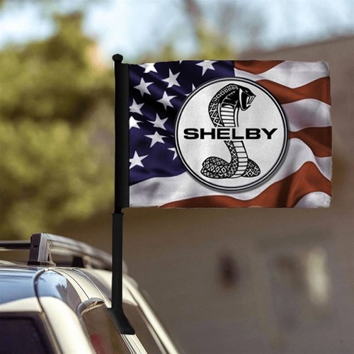Shelby Super Snake Cobra American Flags (2) Car Mount - Ford Mustang ...