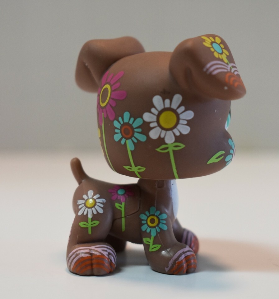 Littlest Pet Shop Boxer Dog LPS #1840 Flower Tattoo Postcard Blue Eyes ...