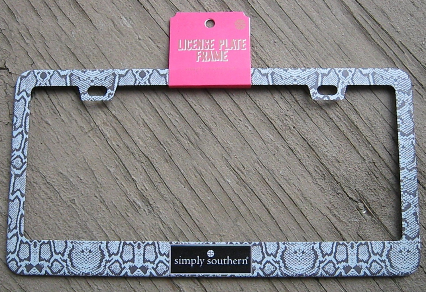 SIMPLY SOUTHERN METAL LICENSE TAG PLATE FRAME HOLDER SNAKE SKIN DESIGN ...