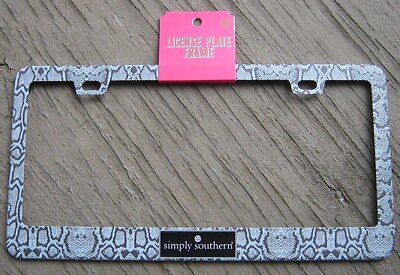 SIMPLY SOUTHERN METAL LICENSE TAG PLATE FRAME HOLDER SNAKE SKIN DESIGN ...