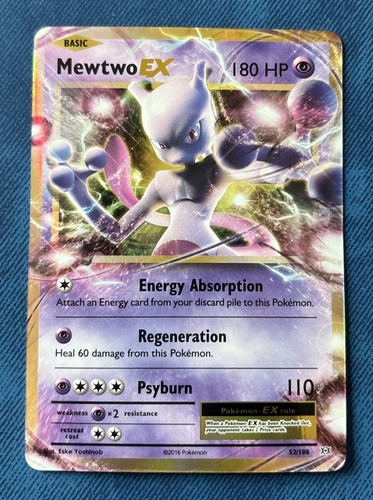 Pokémon TCG Card Mewtwo EX 2016 XY Evolutions 52/108 Holo Ultra Rare LP ...