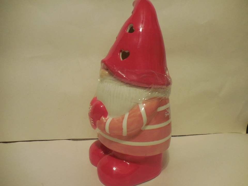 Miss Valentine Be Mine Light Up Gnome Ceramic Cookie Jar Mr Christmas ...