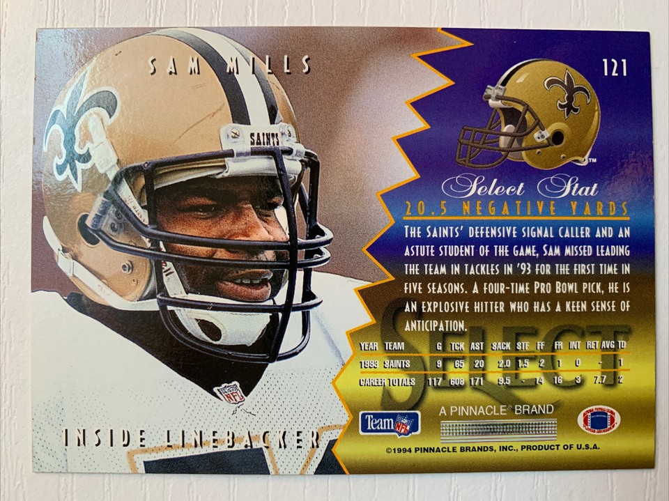 Sam Mills New Orleans Saints LB 1994 Pinnacle Football #121 ⚜️🌀📦🌎 | eBay