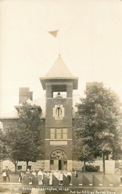 Real Photo Postcard High School & Students, Lexington, Illinois - ca ...