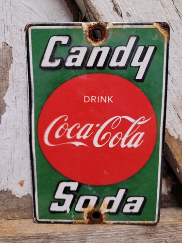 VINTAGE COKE PORCELAIN SIGN OLD COCA COLA CANDY SODA POP GENERAL STORE ...