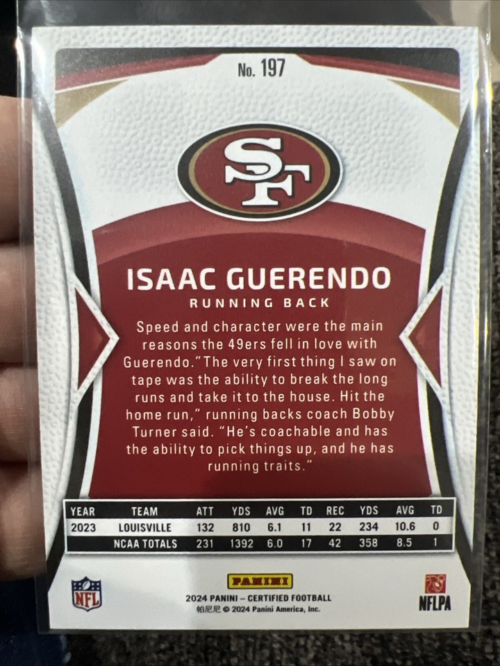 2024 Panini Certified Isaac Guerendo /150 Rookie Orange Mirror #197 ...