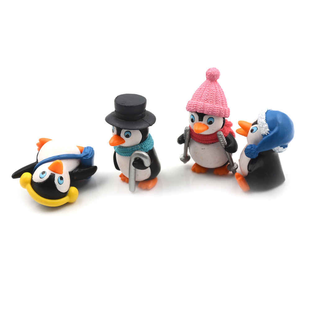 4x Mini Winter Penguin Fairy Garden Moss Miniatures Decoration ...
