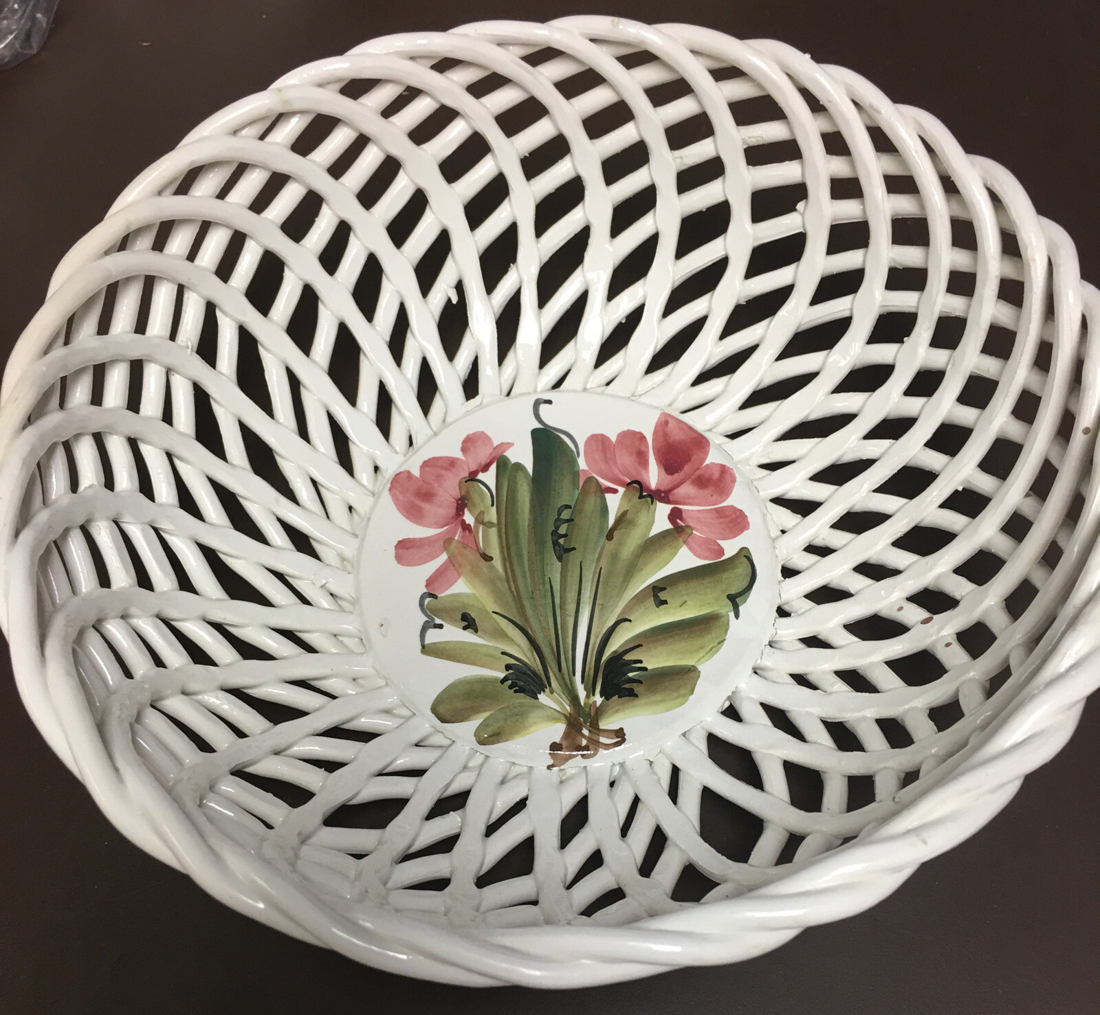 Rea Bassano Ceramic Basket Weaved Design Floral White Bowl Italy 9” | eBay