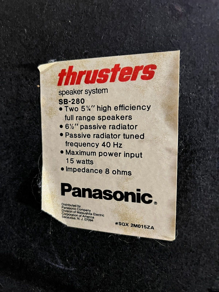Pair of Vintage Panasonic Thrusters 18" Stereo Speakers w/Wires 1960s ...