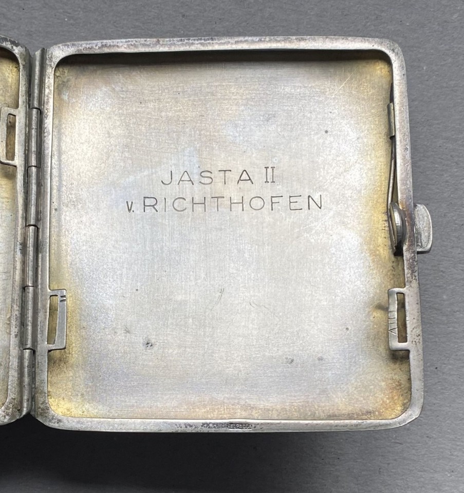 Zigarettenetui PLM Flieger Olt Fritz Otto Bernert mit Gravur "Dem ...