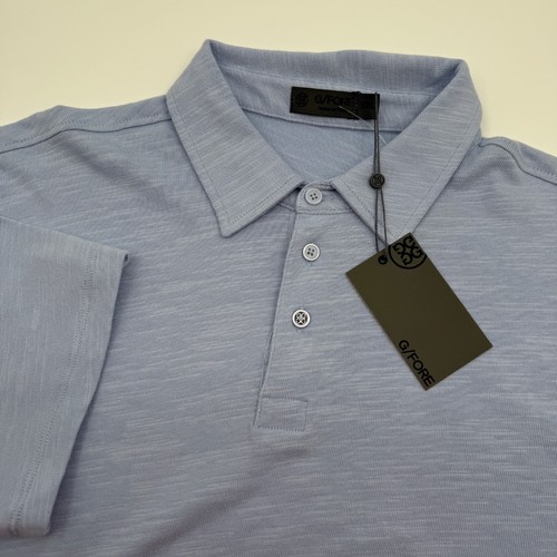 NWT G/FORE Polo Shirt Men’s XXL Ice Blue Cotton Golf Textured Short ...