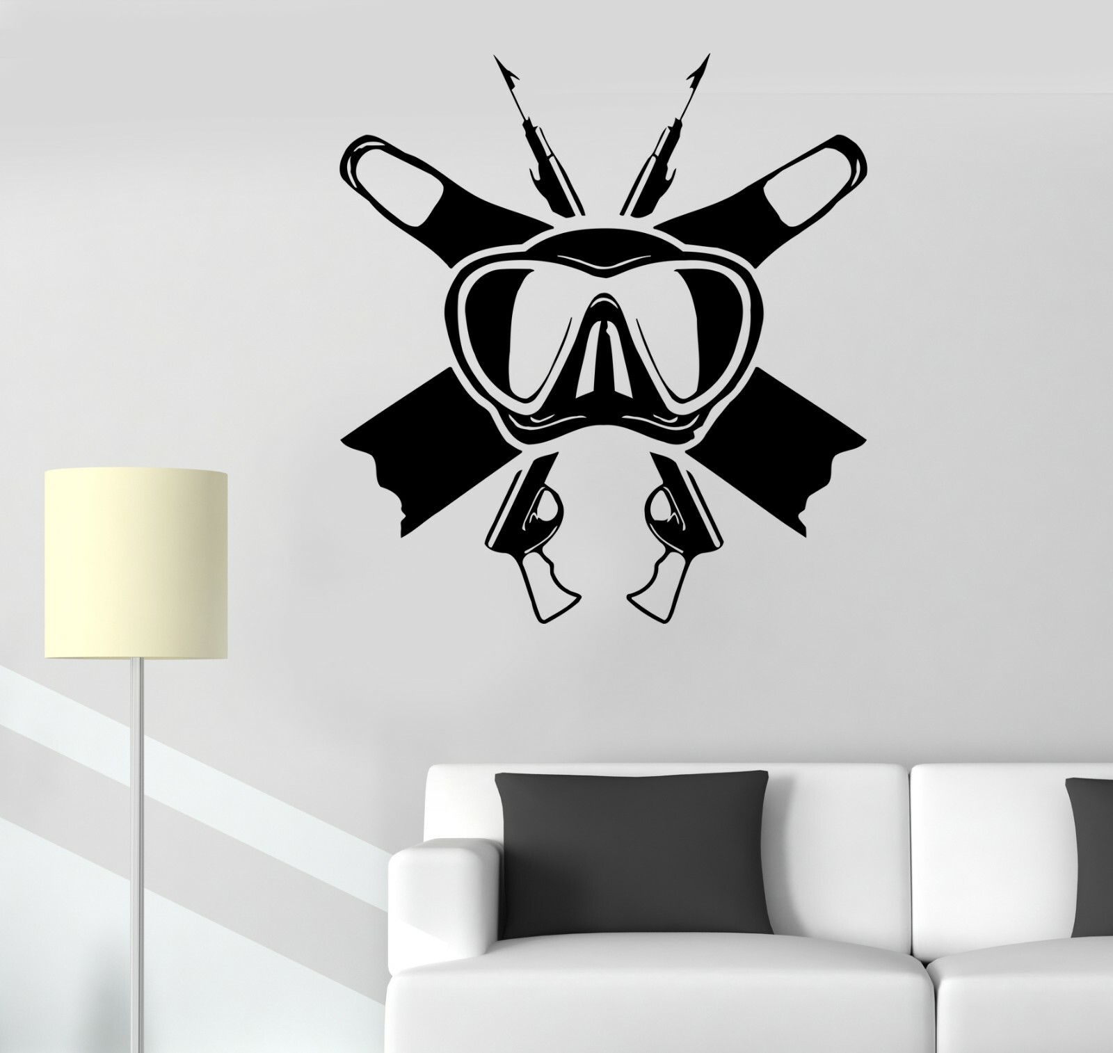 Wall Decal Underwater Fishing Equipment Scuba Diving Sea Vinyl Sticker ...