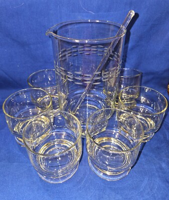 Princess House #407 Crystal Martini Pitcher & 6 Glasses, Stirrer ...