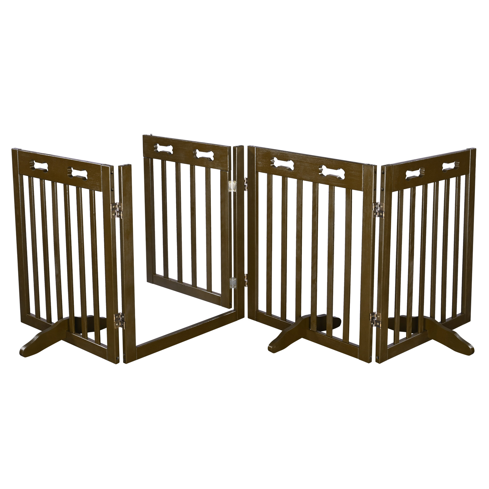 24"/36" Folding Wood Dog Gate Pet Fence Free Standing Barrier with Door ...